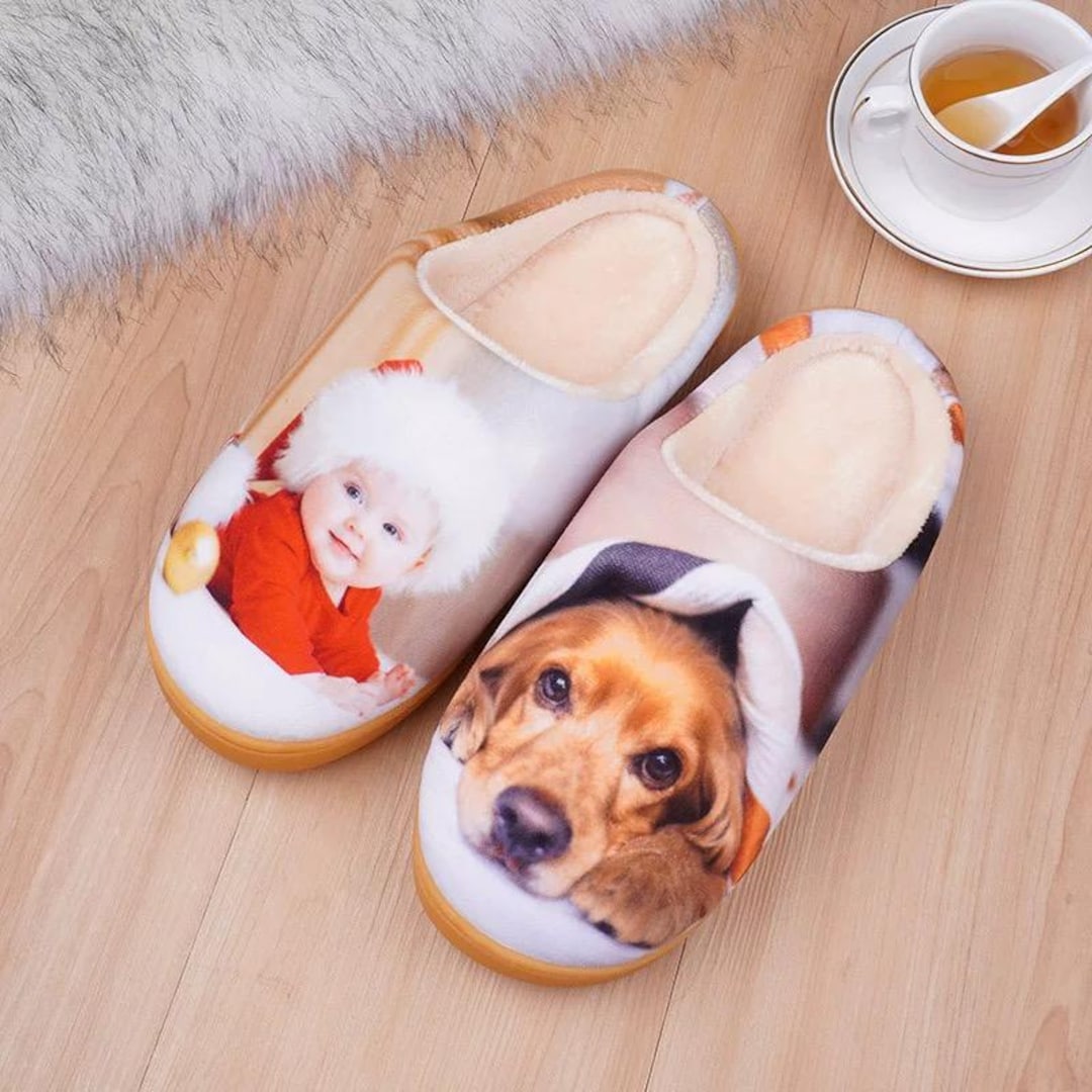 Personalised Slippers With Pet Portrait From Photo, Custom Pet Slippers ...