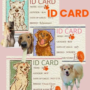 Custom Hand-drawn Pet ID Card | Personalized Printable Pet Portrait ...