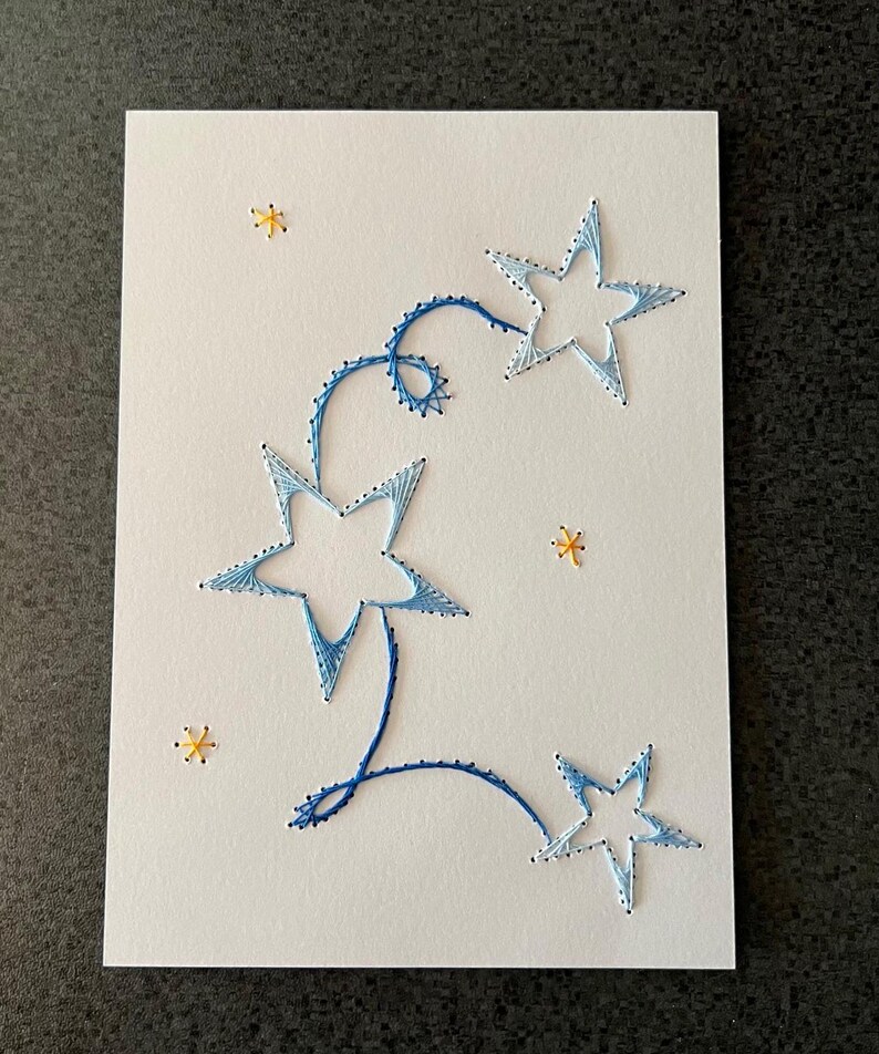 Hand Stitched Shooting Star Card – Modern Greeting – Birthday, Sympathy ...