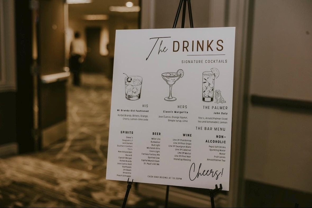 Customizable Canva Wedding Bar Menu - Signature Drinks - Etsy