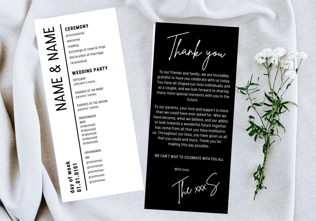 Customizable Wedding Program Digital Download - Etsy