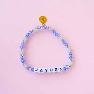 PERSONALIZED Birthstone Bracelet Birthstone Crystal Beaded Custom Word ...