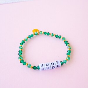 PERSONALIZED Birthstone Bracelet Birthstone Crystal Beaded Custom Word ...