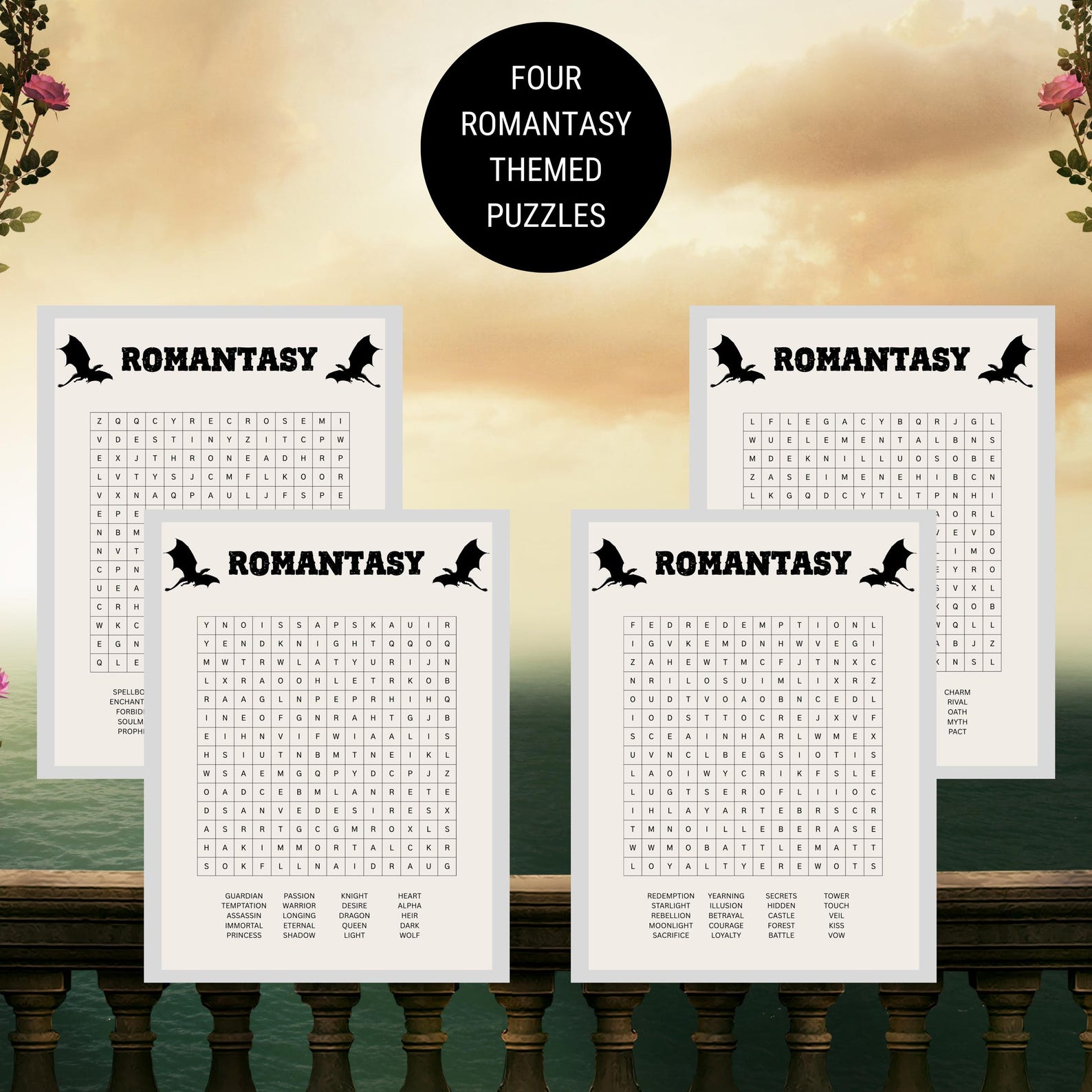 Romantasy Word Search Puzzle: Book Club Game (digital Download, PDF ...