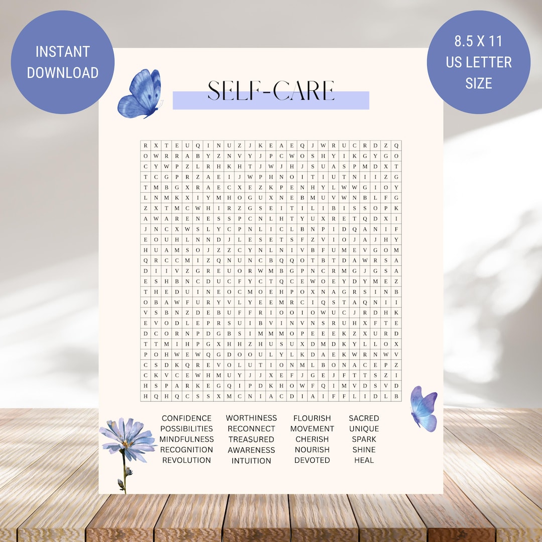 Self Care Word Search, Printable Word Search, Self Care Activity for ...