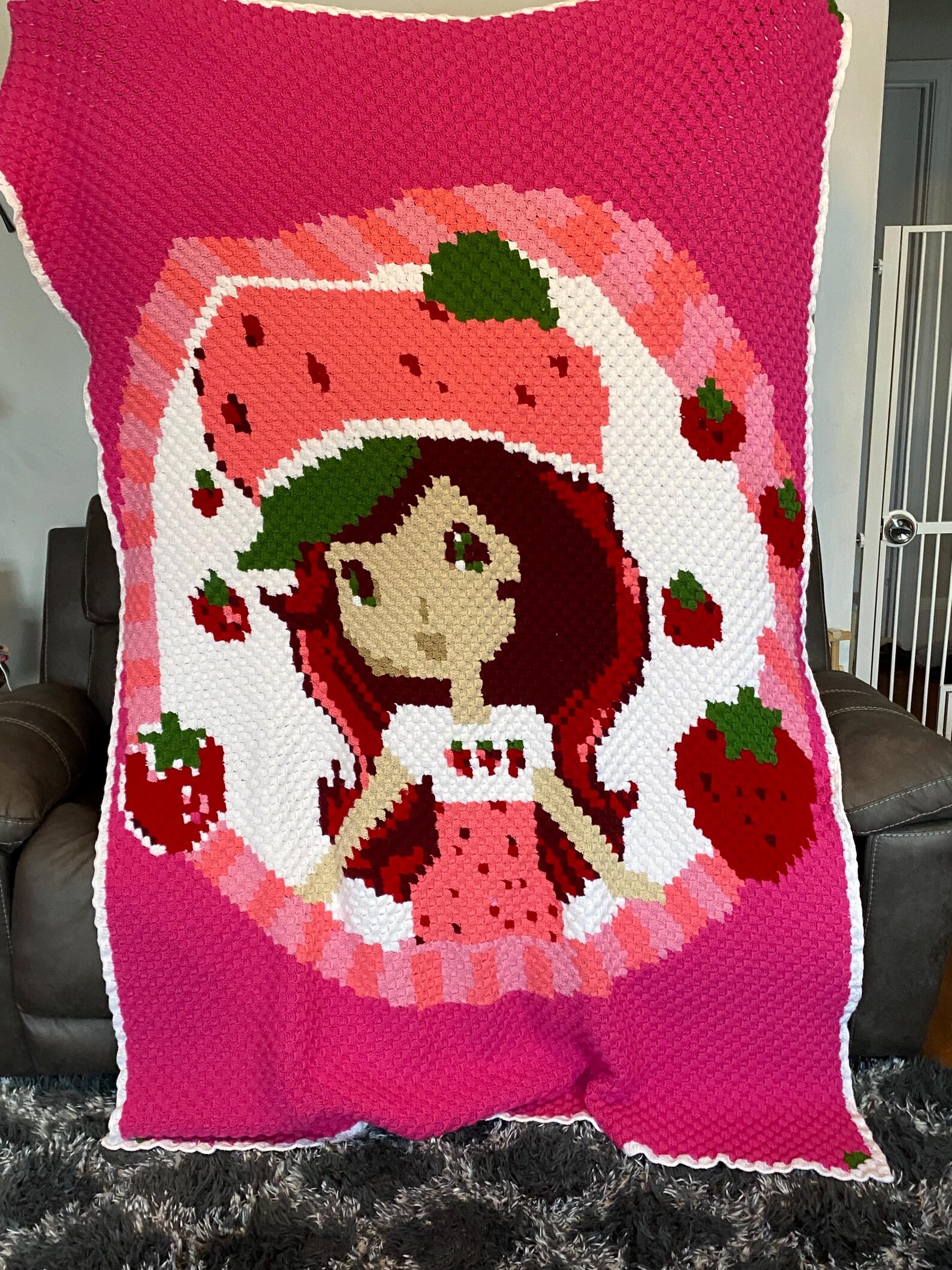 Strawberry Shortcake, C2C, Written Pattern, XXL Blanket - Etsy