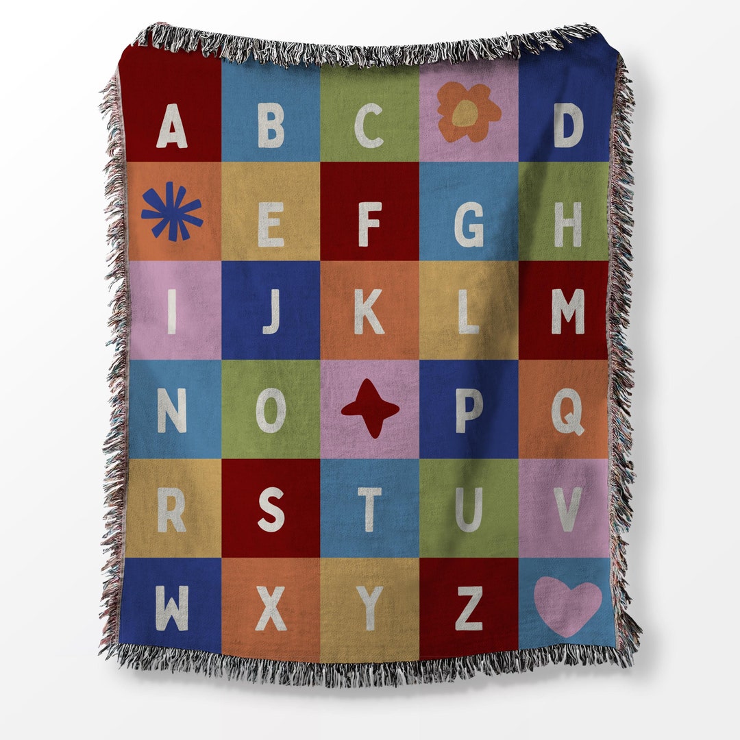 Alphabet Woven Blanket for Kids, Alphabet Wall Tapestry, ABC Decor ...