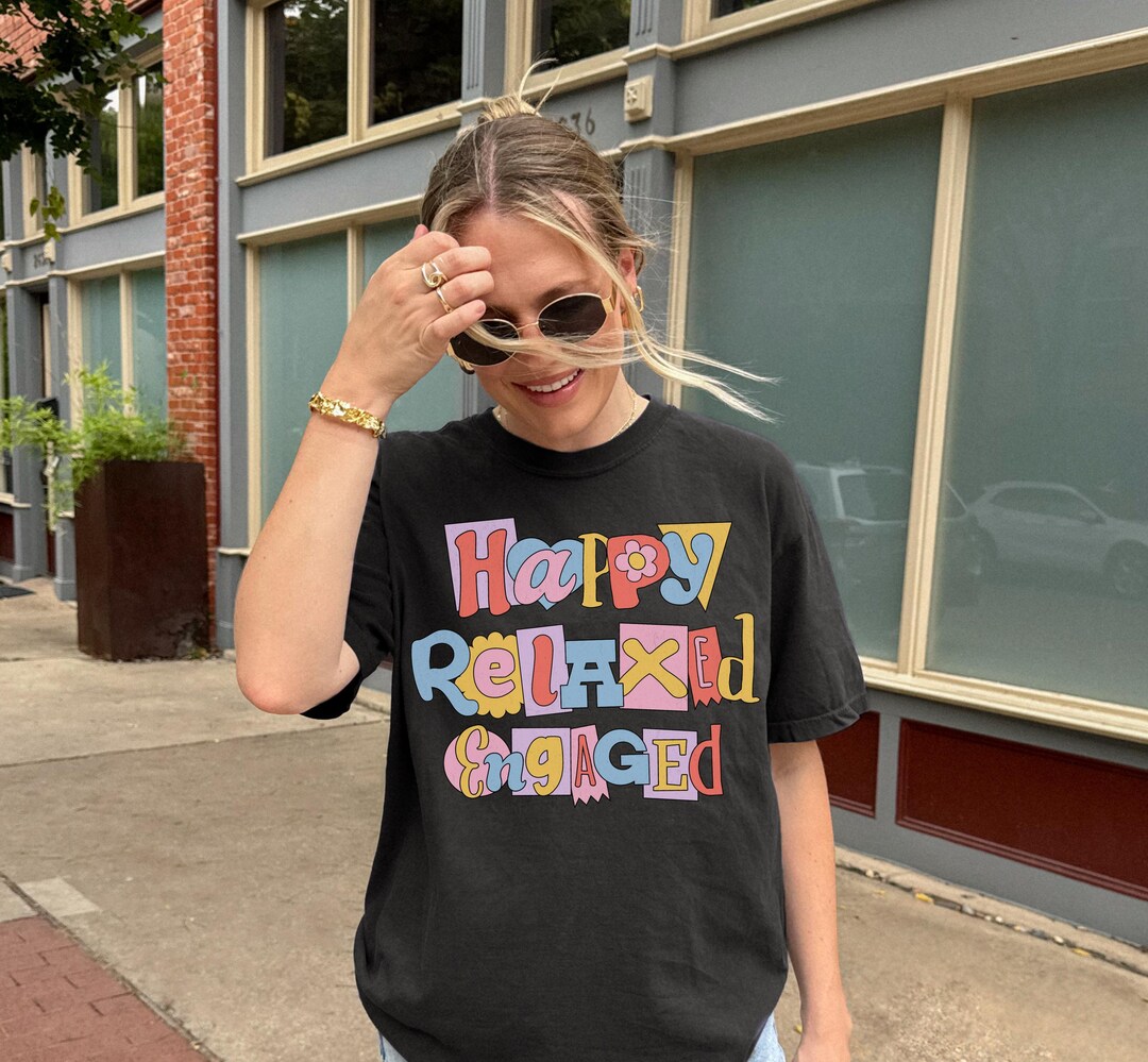 Happy Relaxed Engaged Shirt, Comfort Colors® Autism Awareness T-shirt ...