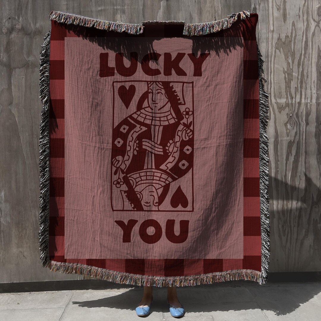 Playing Card Woven Blanket, Lucky Throw Blanket, Unique Good Luck Gift ...