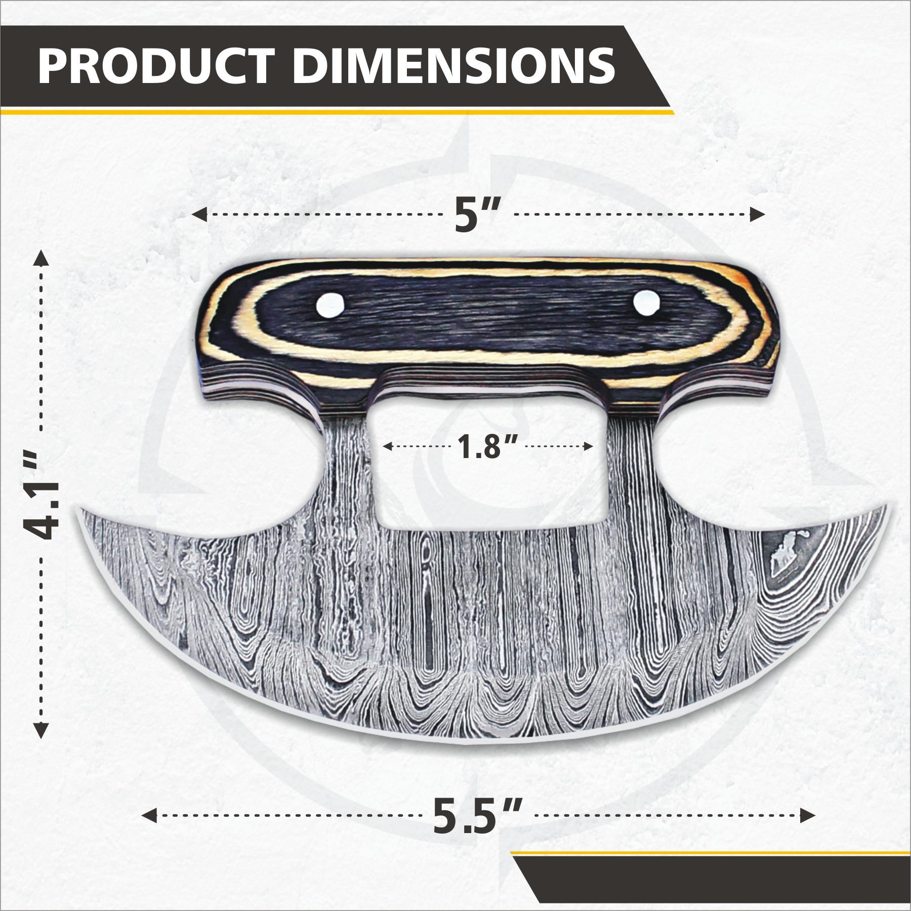 Custom Handmade Damascus Steel Alaskan Ulu Knife With Sheath, 6 Pizza ...