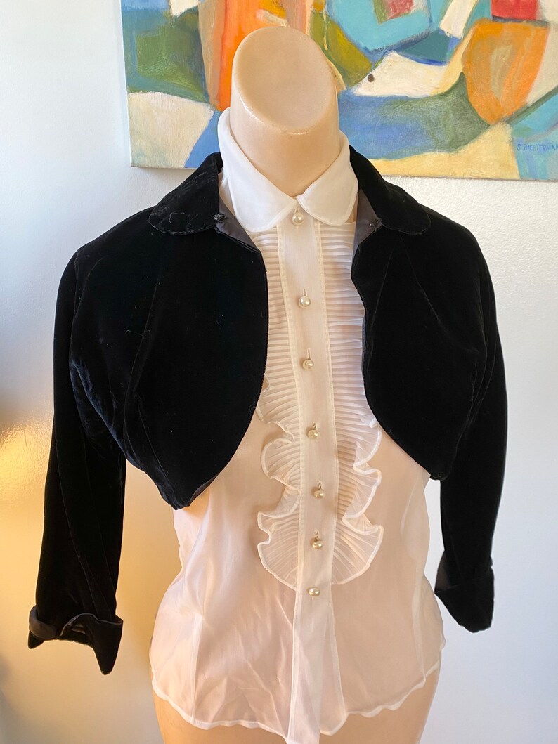 Vintage 1950s Romantic Cropped Black Velvet Bolero Size XS - Etsy