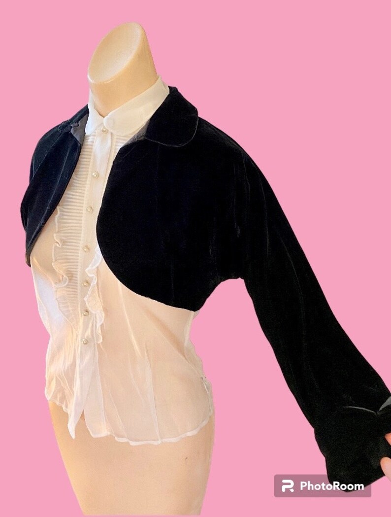 Vintage 1950s Romantic Cropped Black Velvet Bolero Size XS - Etsy