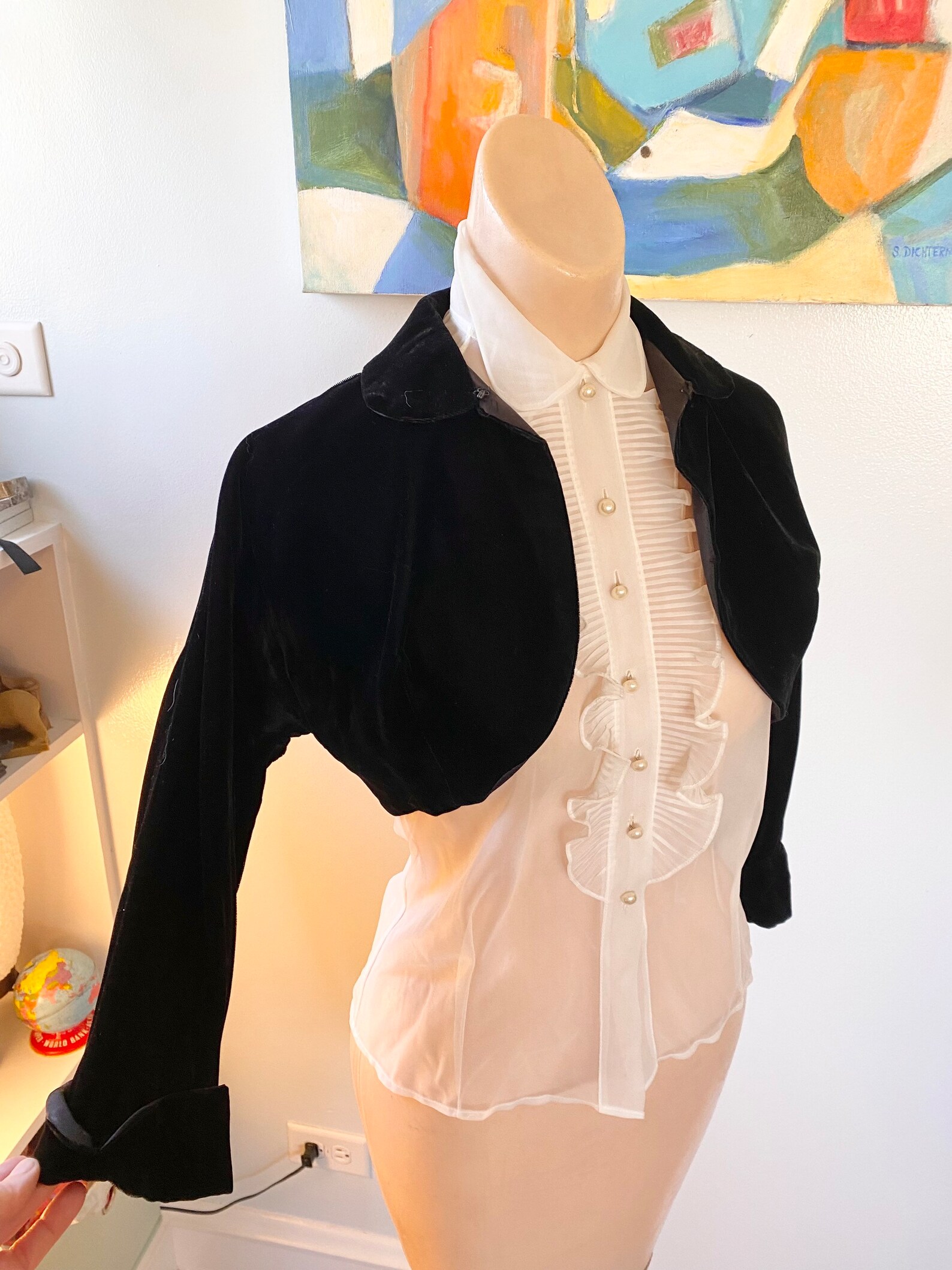 Vintage 1950s Romantic Cropped Black Velvet Bolero Size XS - Etsy