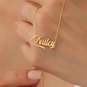 14K Solid Gold Handwritten Name Necklace, Personalized Jewelry, Custom ...