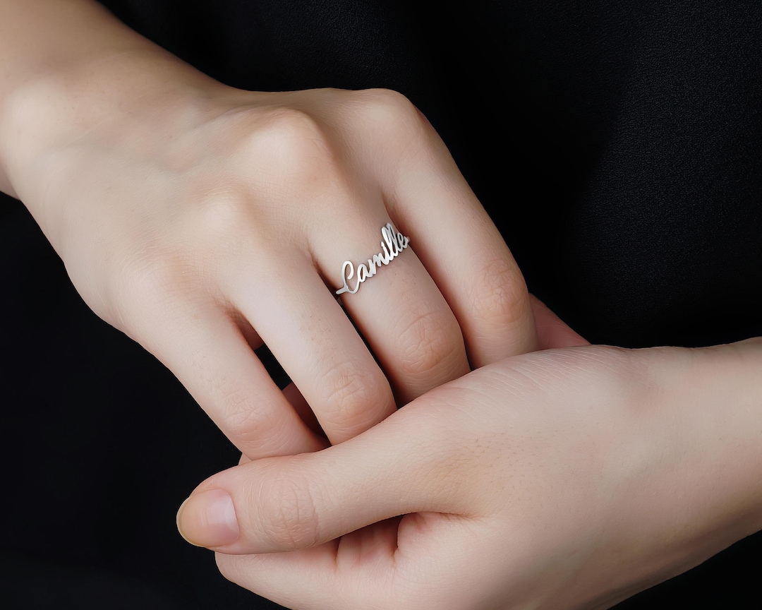 14K Solid Gold Name Ring, Personalized Name Ring, 14K Real Gold Name ...