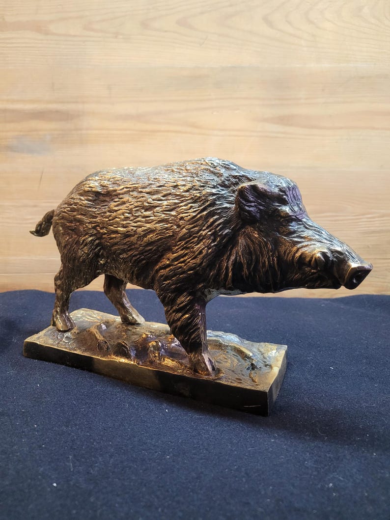 Brass Hunting Boar Statuette - Etsy