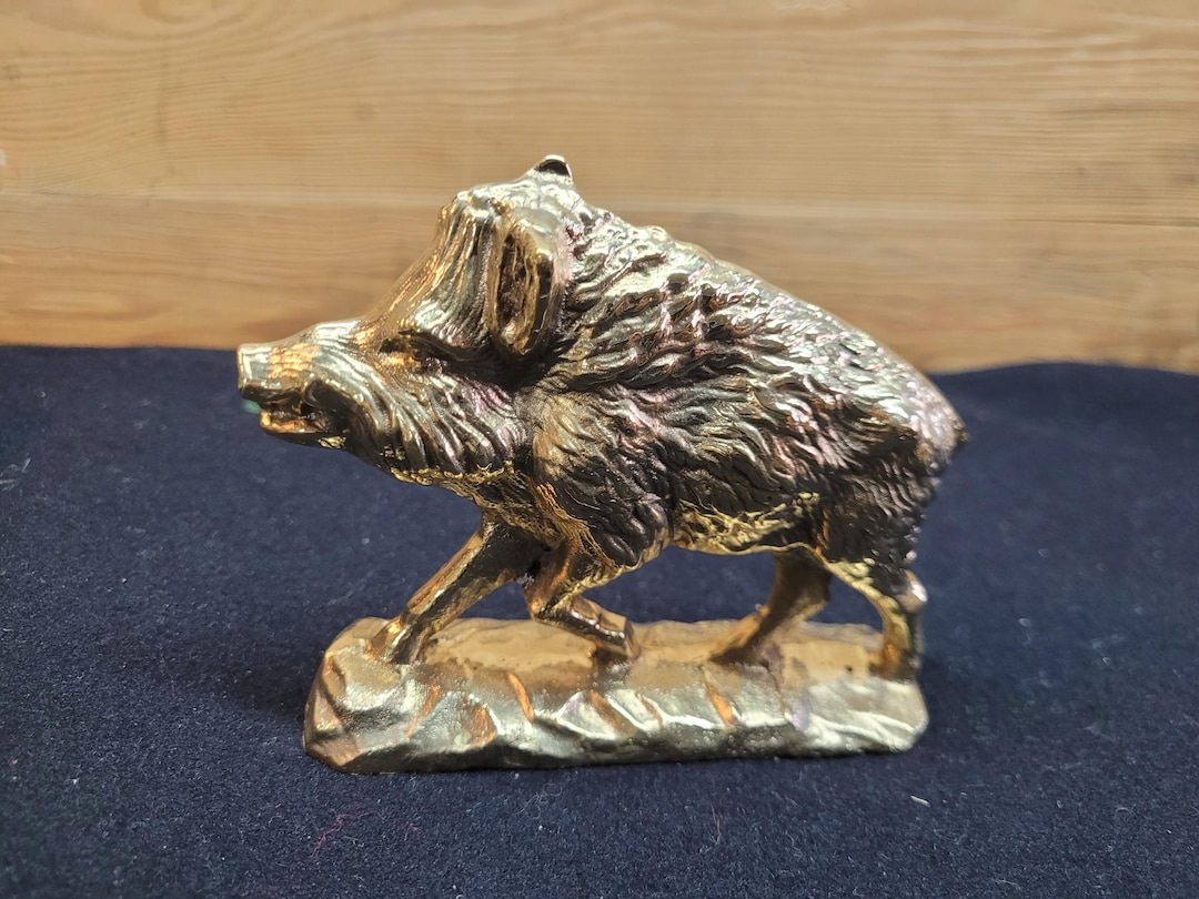 Figurine Figurine of a Wild Boar. Hunting Gift. Polished Brass - Etsy