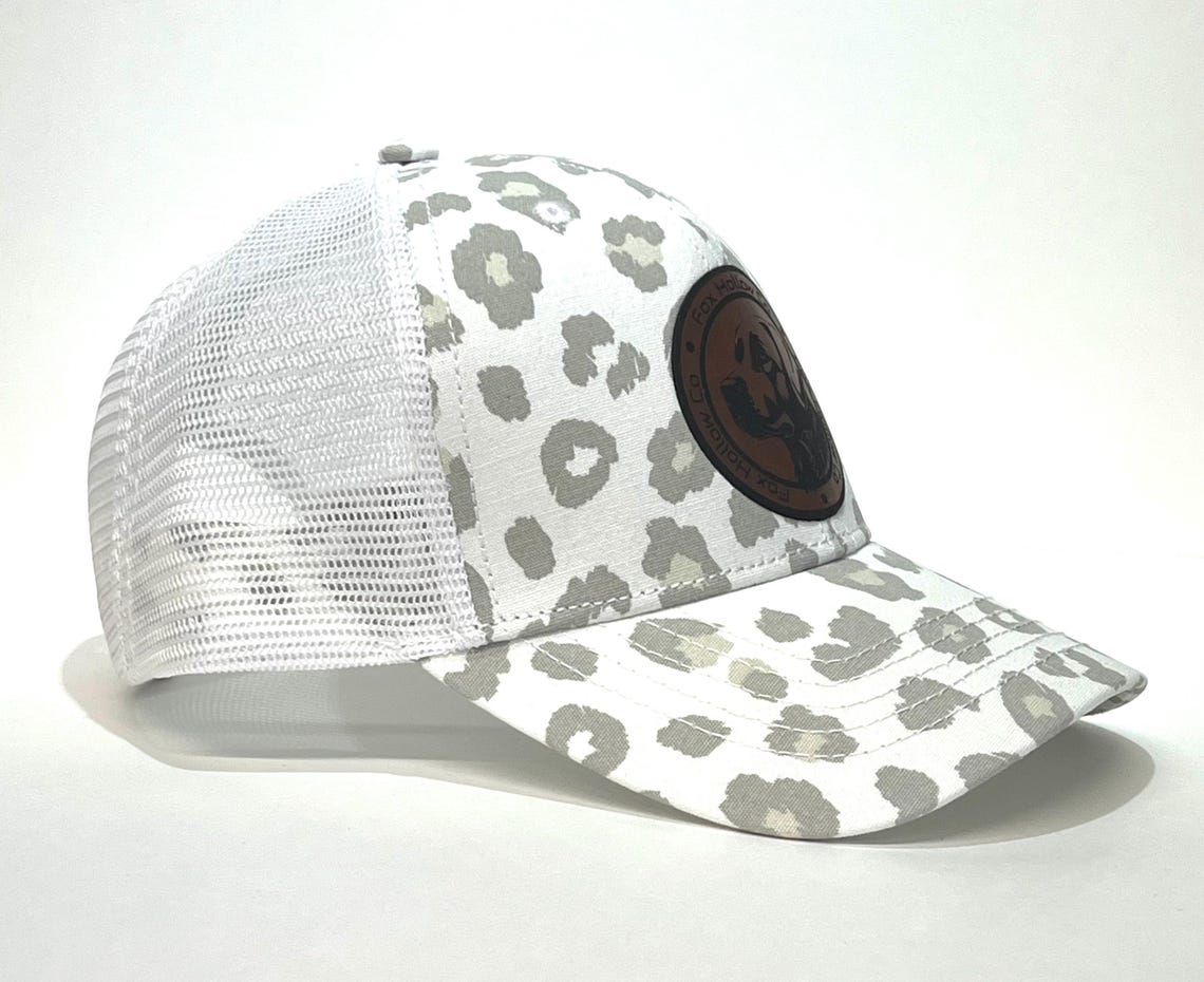 Fox Hollow Co-ponytail Hat-snow Leopard With Lab Patch - Etsy