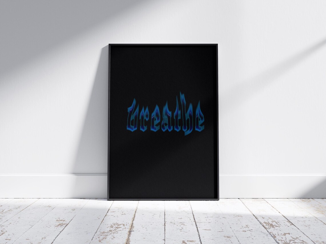 Breathe – Gothic Blue Flame Text | Grunge | Aesthetic | Tumblr ...