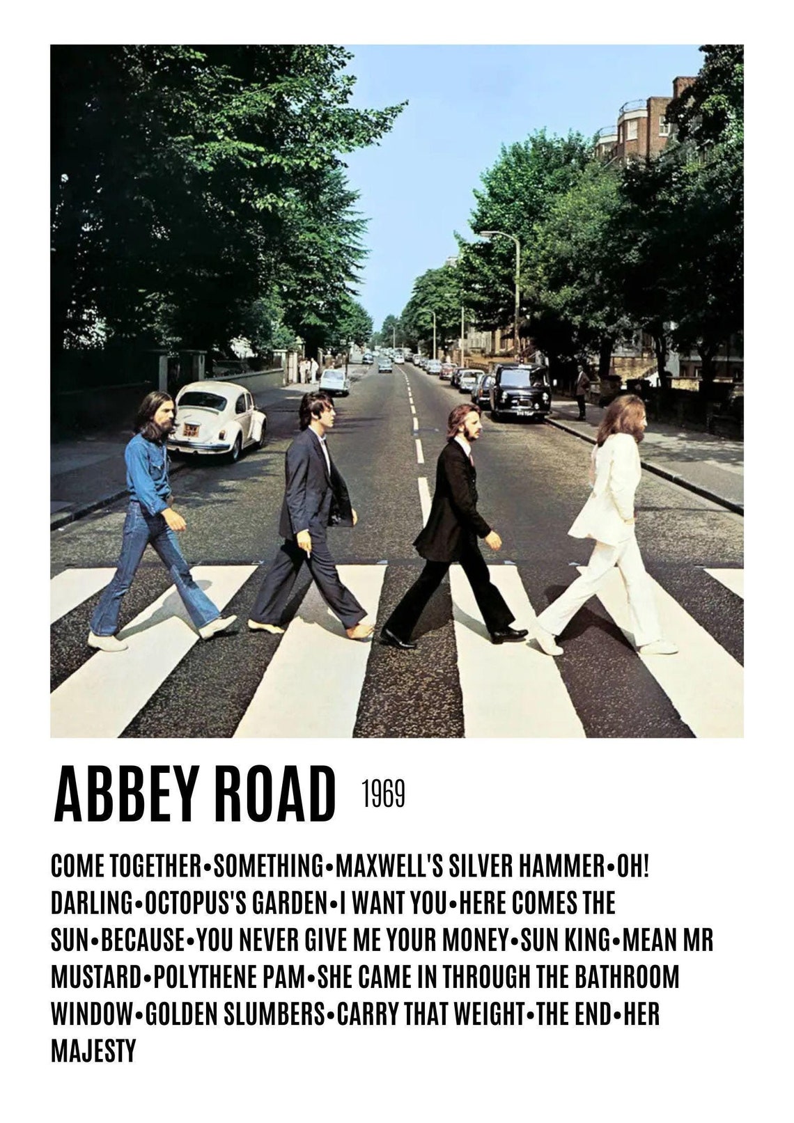 The Beatles Abbey Road Album Cover Printable Poster Etsy