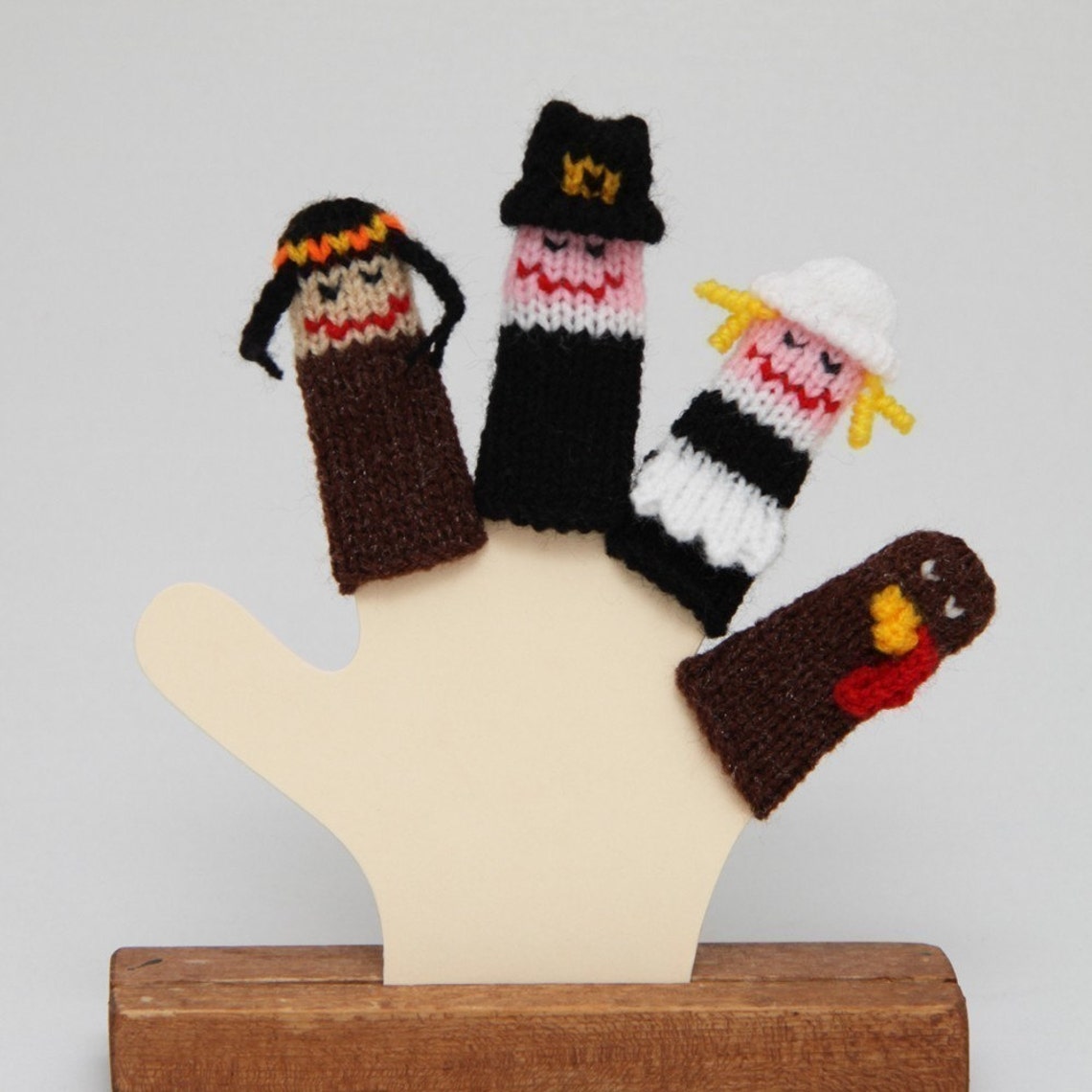 Thanksgiving Finger Puppet Set includes Indian Boy Pilgrim - Etsy