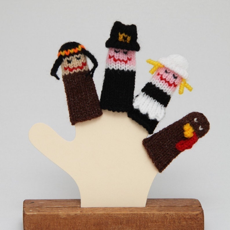 Thanksgiving Finger Puppet Set includes Indian, Boy Pilgrim, Girl ...