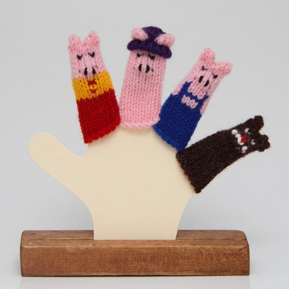 Three Little Pigs Finger Puppet Set includes 3 Pigs and the Big Bad ...