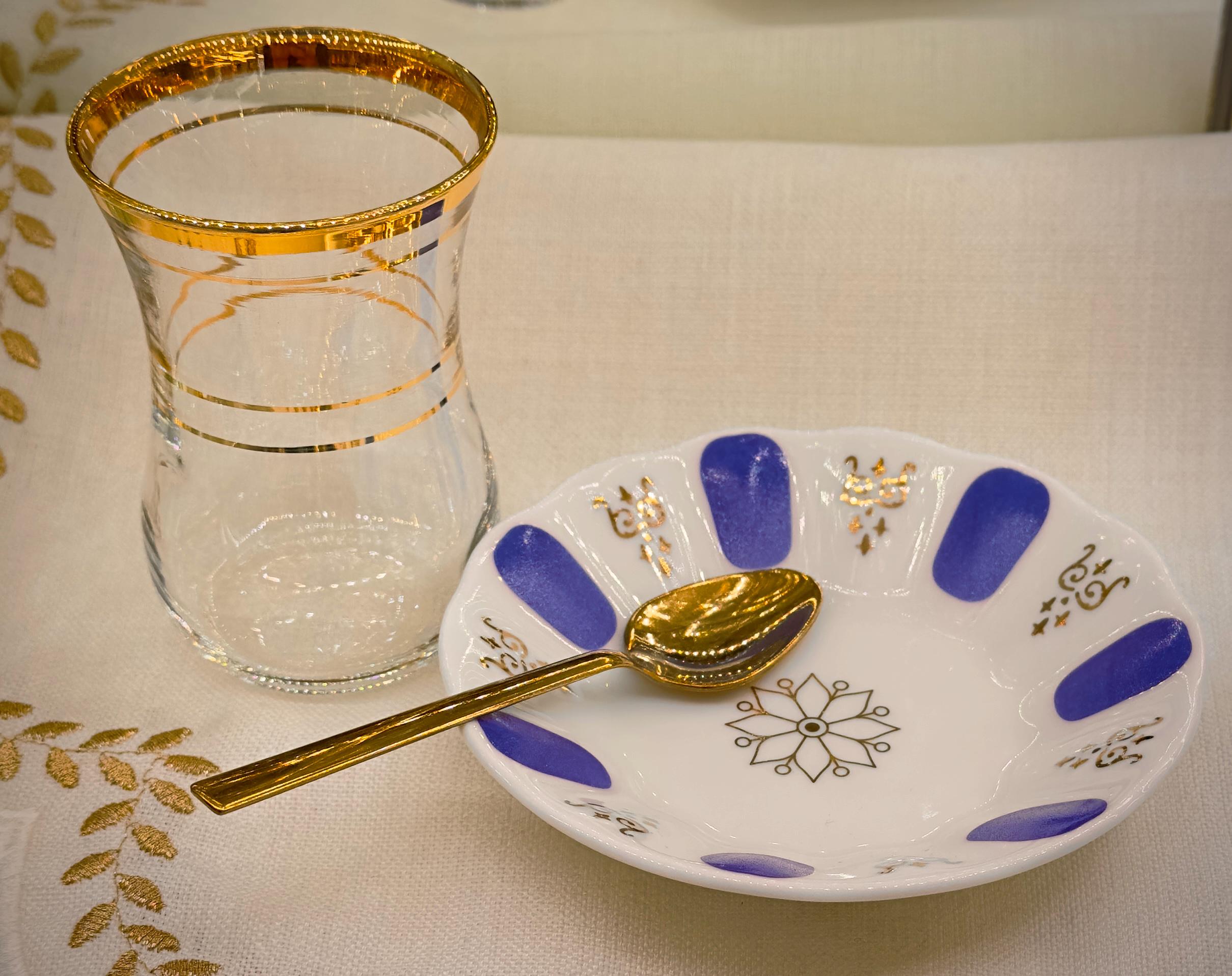 Turkish Tea Glass Set With Spoon Classic Blue - Etsy