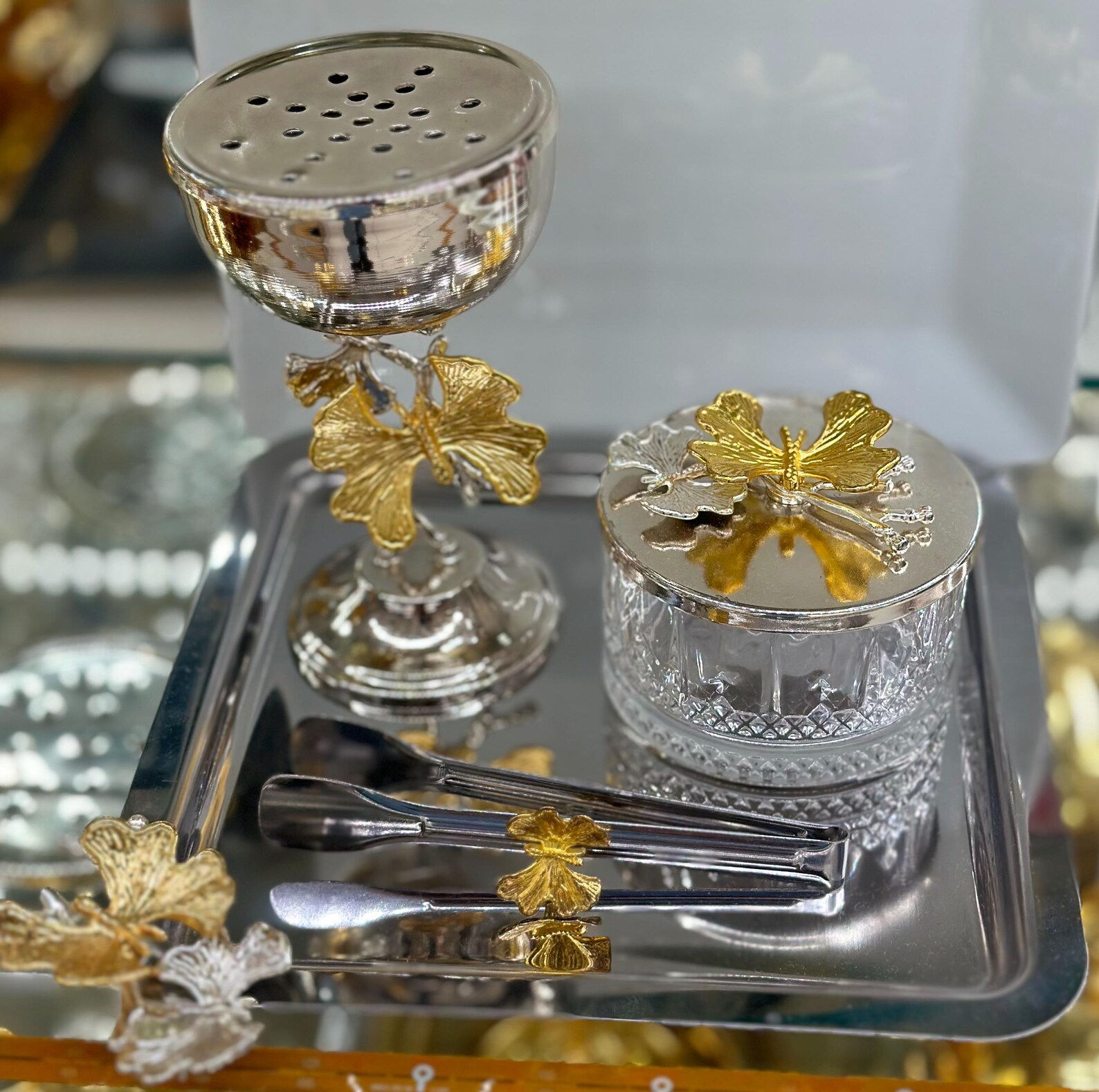 Incense Burner Bakhoor Set Luxury Butterfly Silver & Gold - Etsy