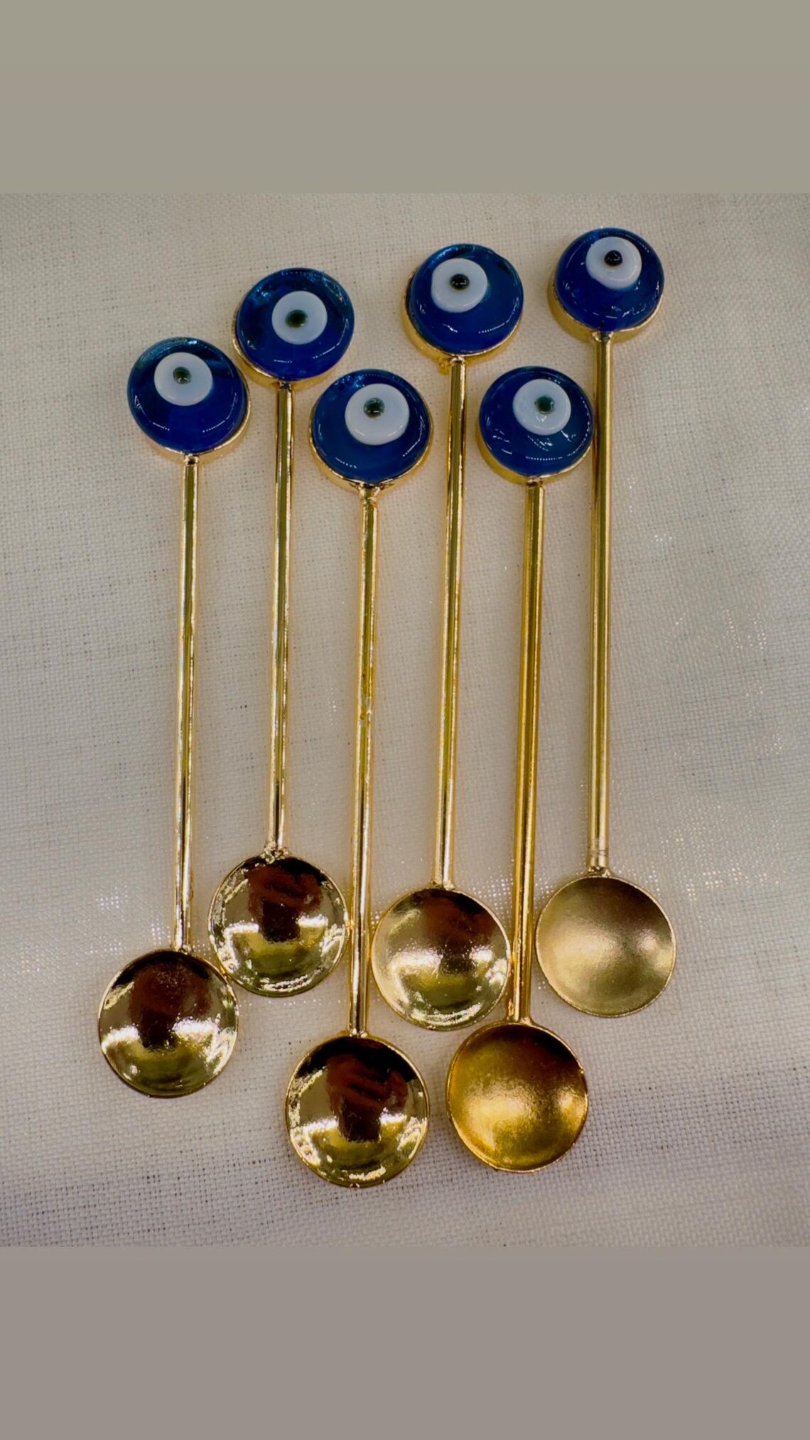 6 Pieces Tea Spoon With Natural Stone Evil Eye - Etsy