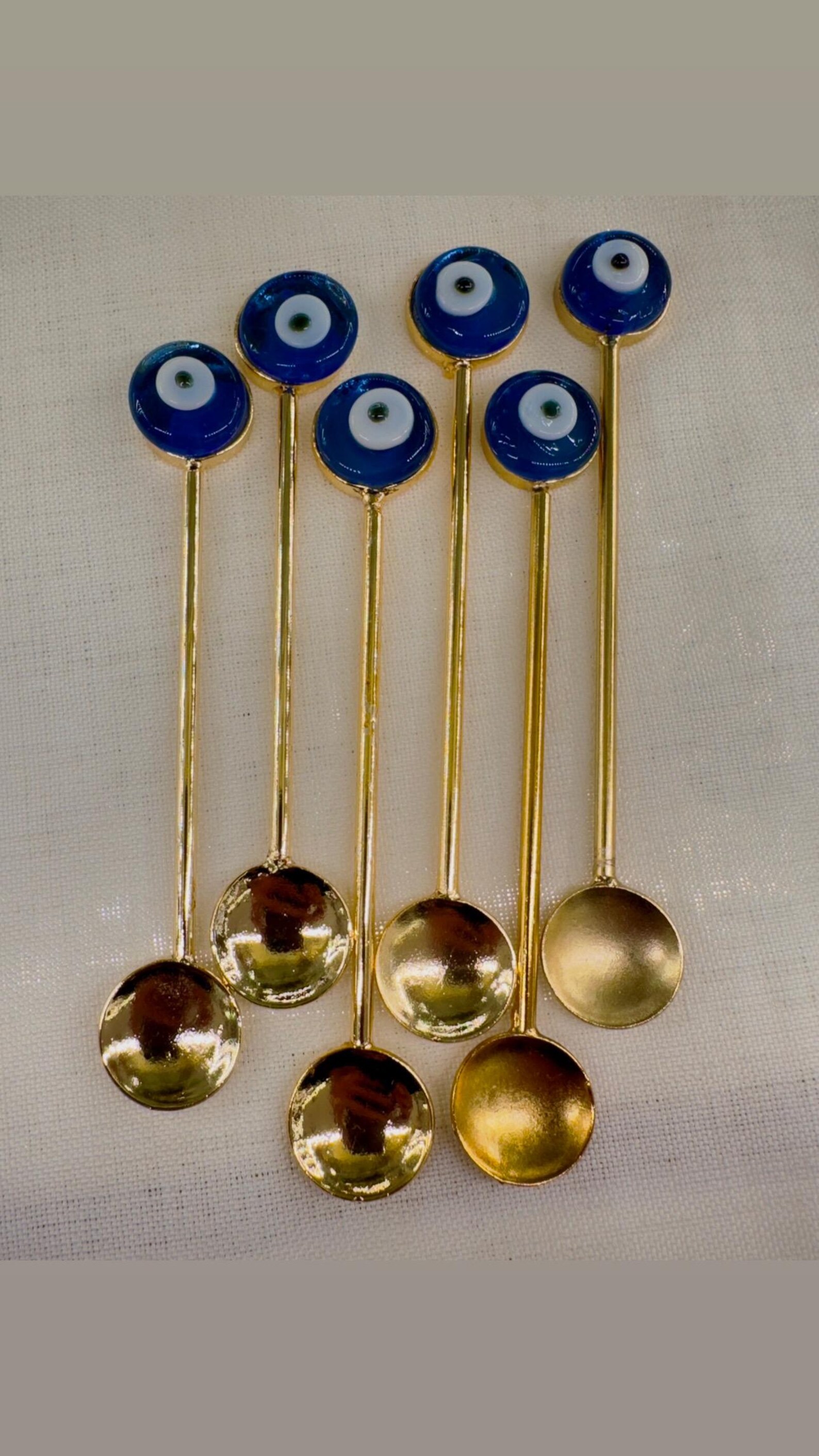 6 Pieces Tea Spoon With Natural Stone Evil Eye - Etsy