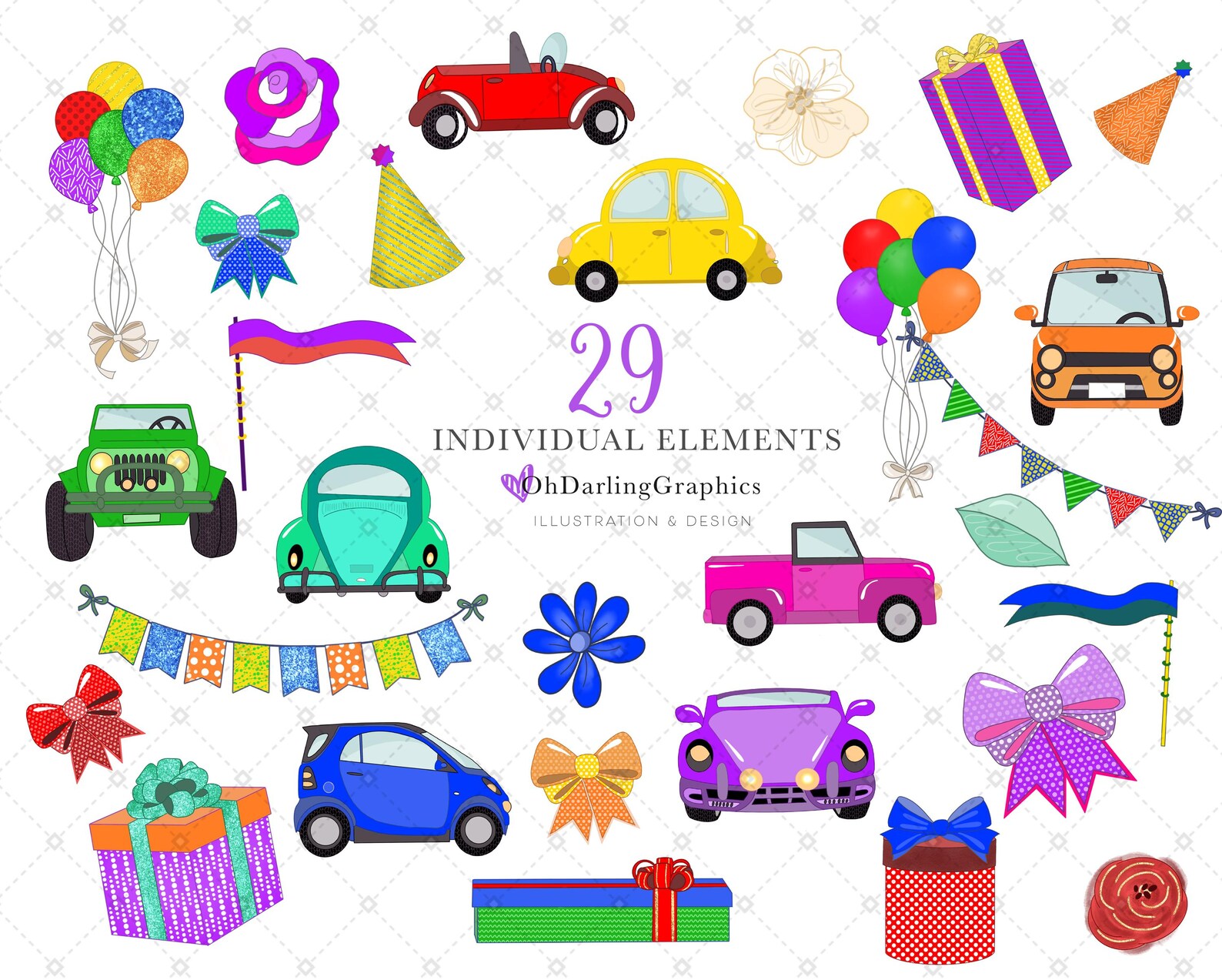 Party Car Clipart, Transportation, Travel, Cute Cars, Colorful Cars ...