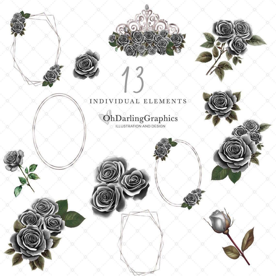 Silver Princess Dress Clipart, Silver Quinceañera Dress, Silver Flowers ...