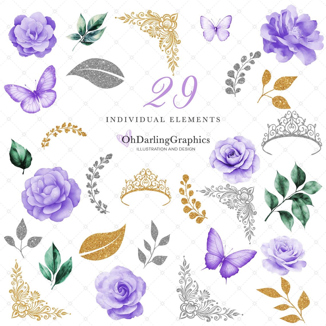 Lavender Princess Dress Clipart, Quinceañera Dress, Lavender Flowers ...