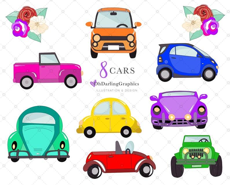 Party Car Clipart, Transportation, Travel, Cute Cars, Colorful Cars ...