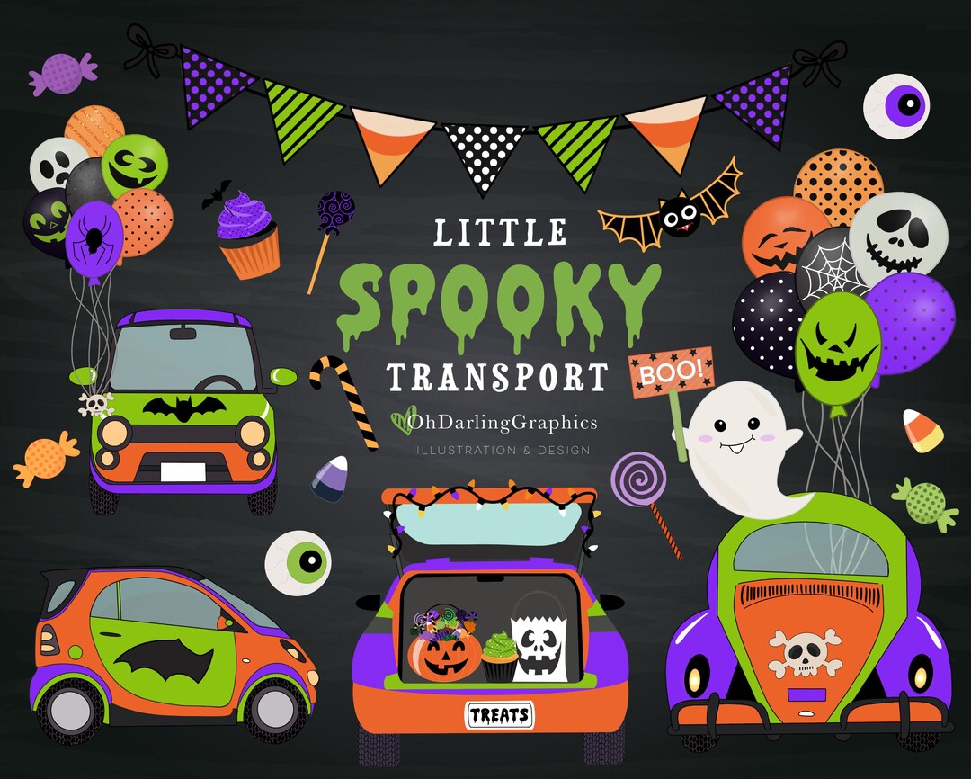 Halloween Party Car Clipart, Transportation, Travel, Cute Cars, Trunk ...