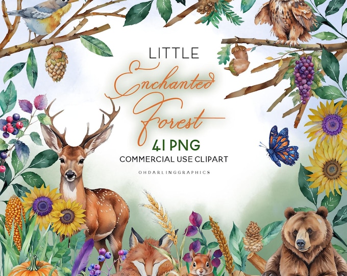 Woodland Animal Clipart | Fox | Bear | Raccoon | Deer | Owl | Nursery ...