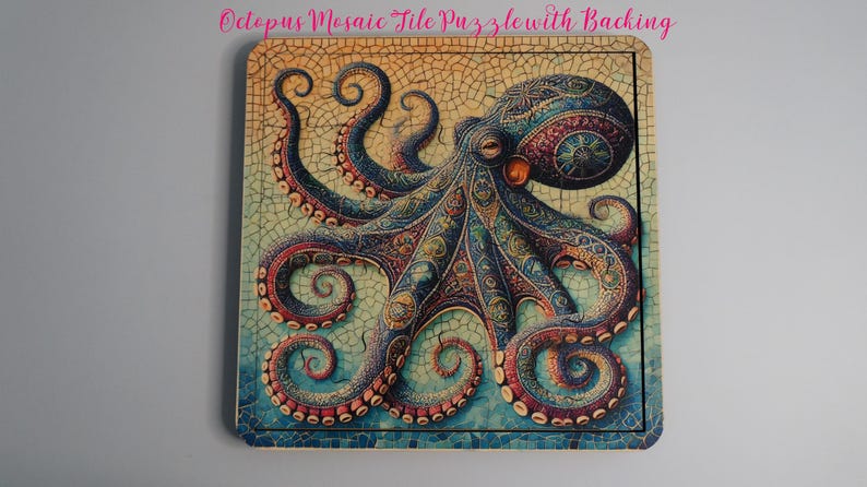 Octopus Mosaic Tile Puzzle With Backing - Unique Wooden Puzzle Art - Etsy