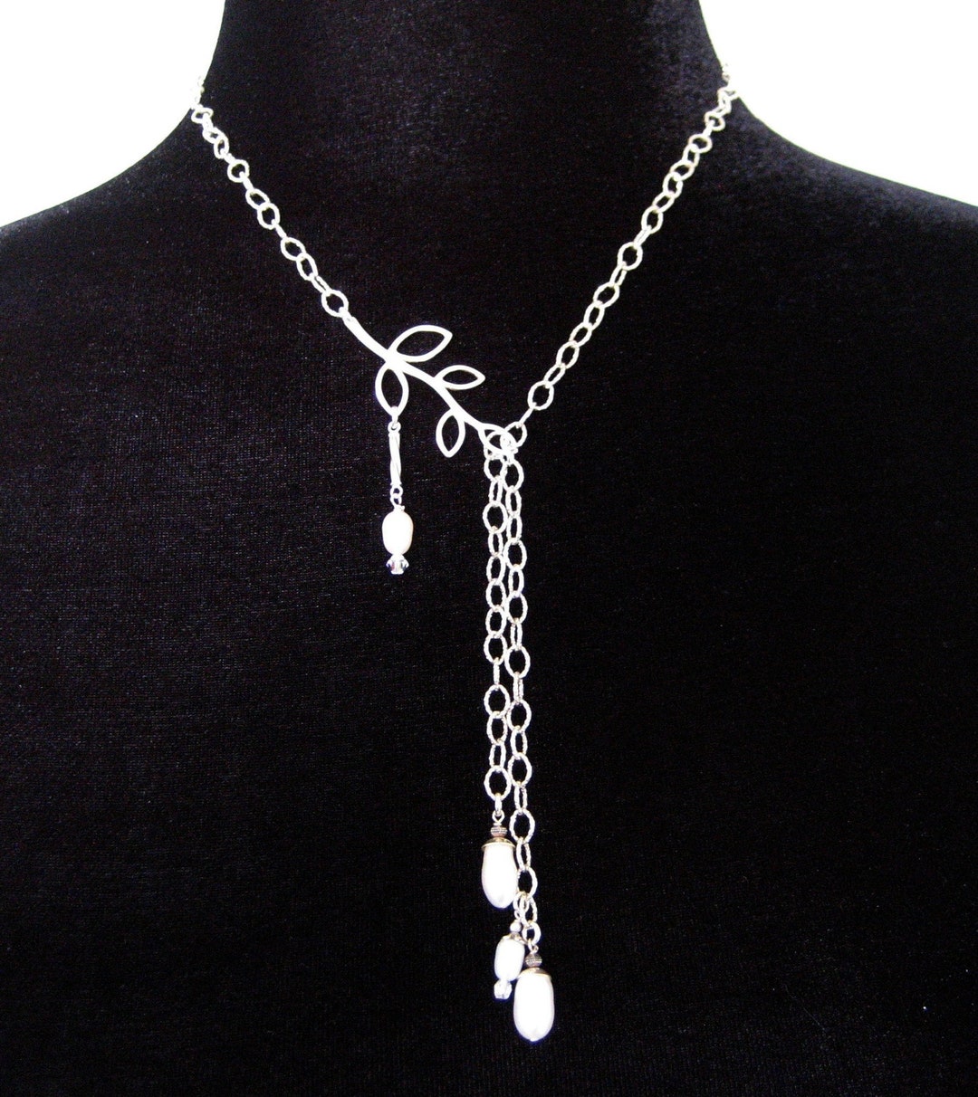 Simple, Elegant Sterling Silver Chain Lariat Style Necklace With ...