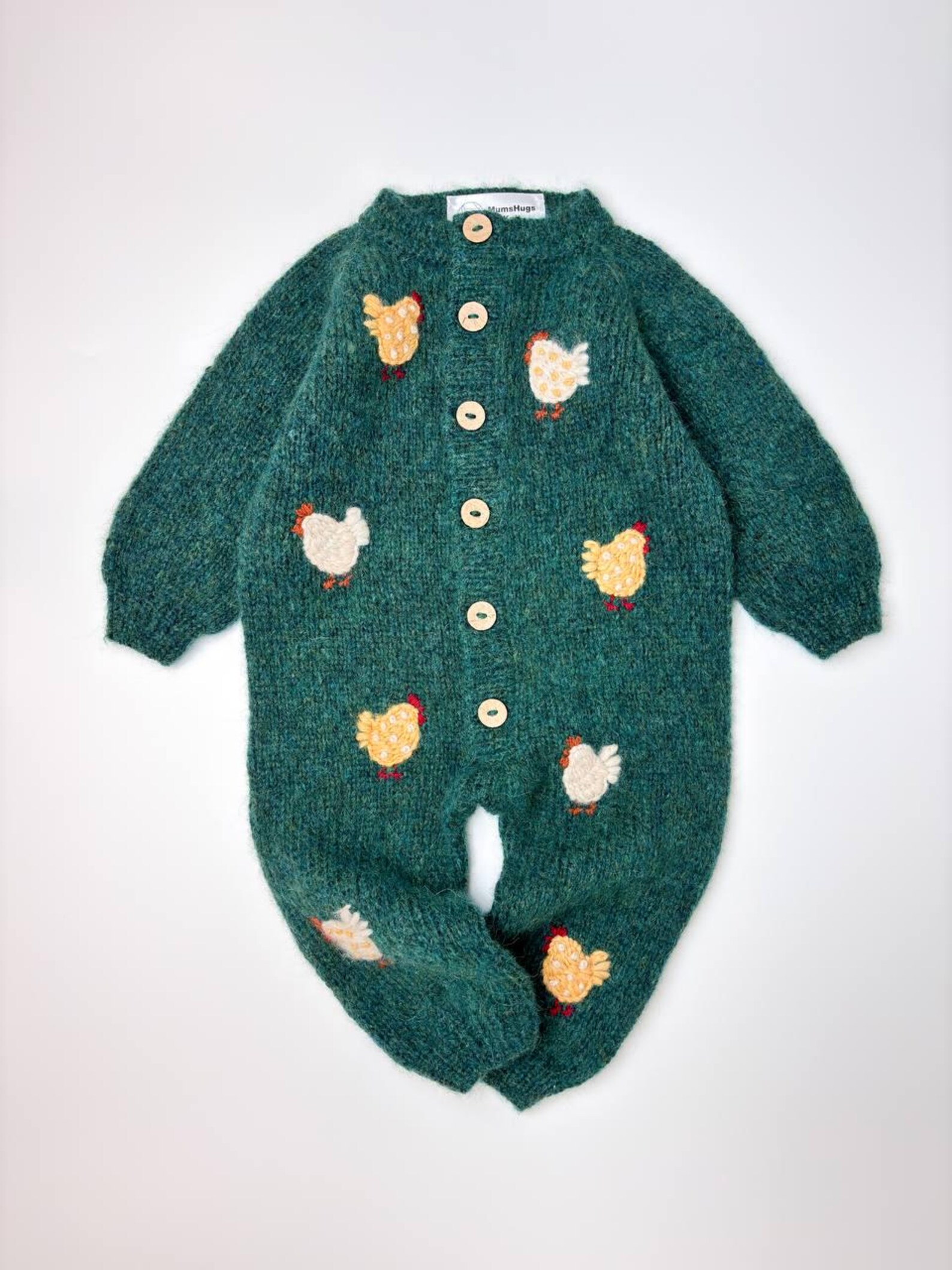 Hand Knit Alpaca Newborn Outfit: Embroidered Chicken Romper & Bonnet - Etsy