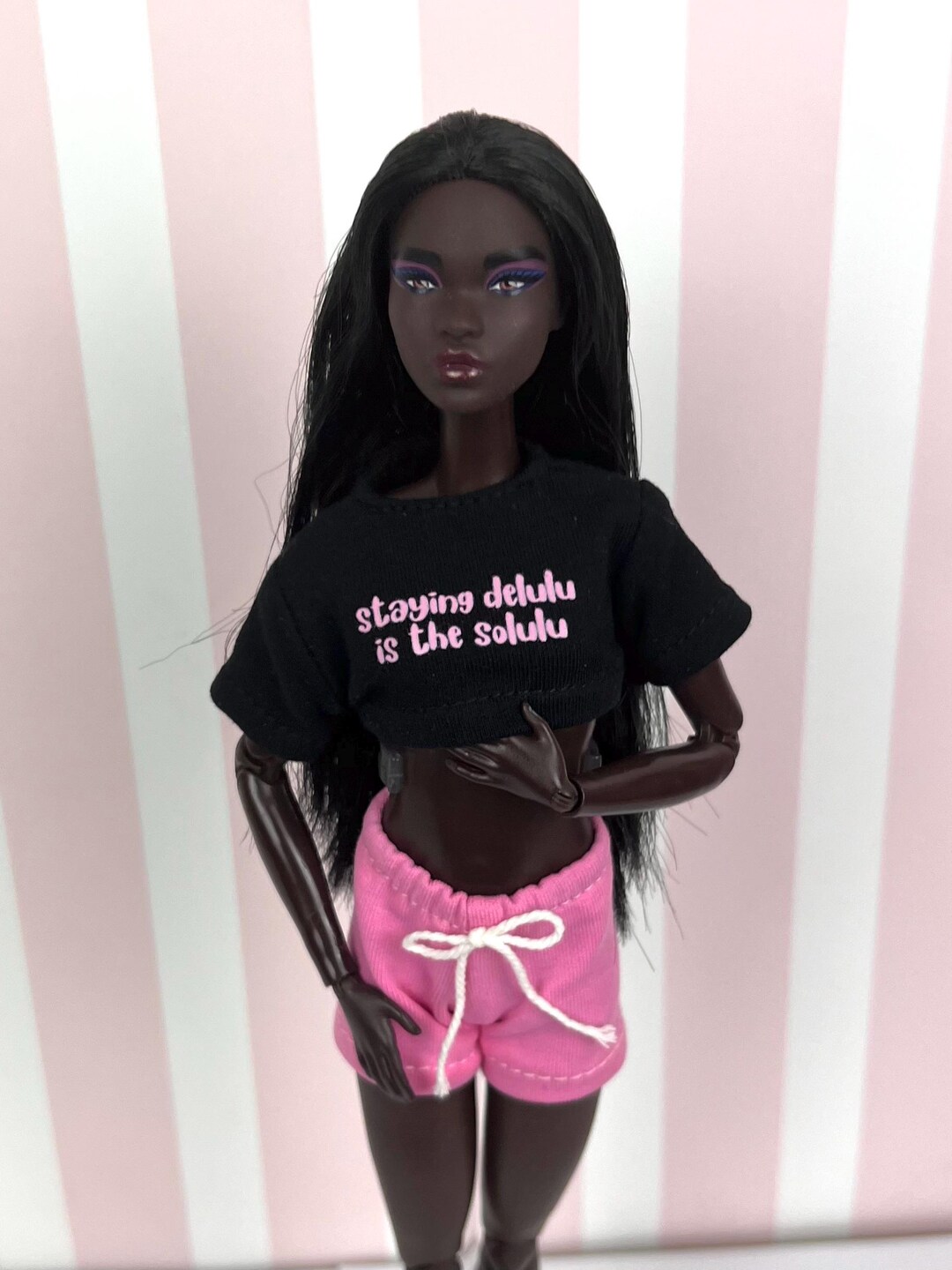 Barbie Crop Top T-shirt, staying Delulu is the Solulu Print. Fits 12 ...
