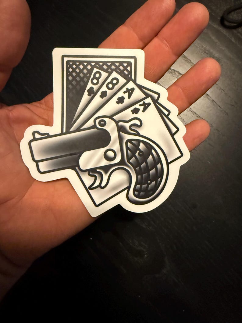 Dead Man's Hand Sticker – Aces and Eights Garter Gun Design - Etsy