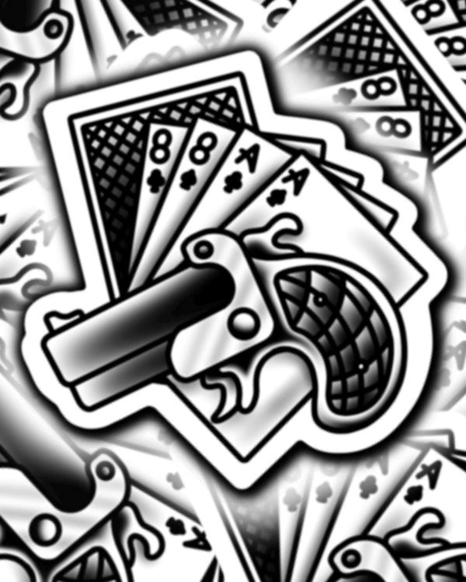 Dead Man's Hand Sticker – Aces and Eights Garter Gun Design - Etsy