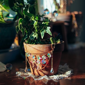 Crystal Plant Pot Charm With Sun Catchers and Chains - Etsy