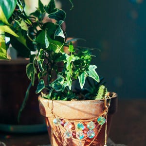 Crystal Plant Pot Charm With Sun Catchers and Chains - Etsy