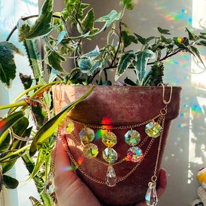 Crystal Plant Pot Charm With Sun Catchers and Chains - Etsy