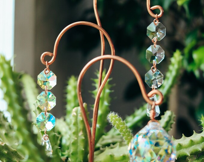 3 Copper Stakes, Flower Pot Jewelry, Copper Plant Stake, Suncatcher ...
