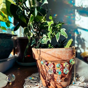 Crystal Plant Pot Charm With Sun Catchers and Chains - Etsy
