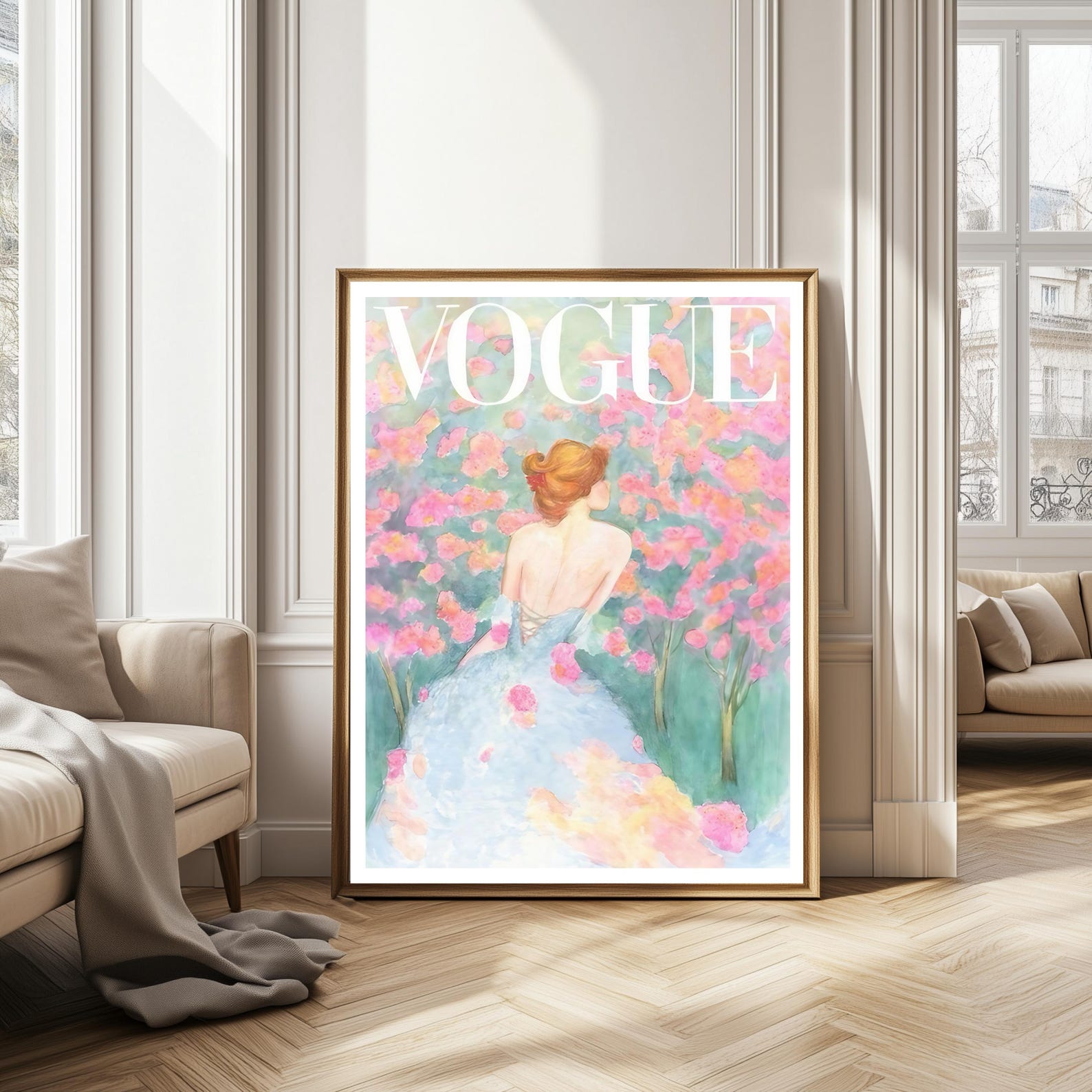 Vouge Girl in the Flower Field Trendy Pink Preppy Decore Cute Coquette ...