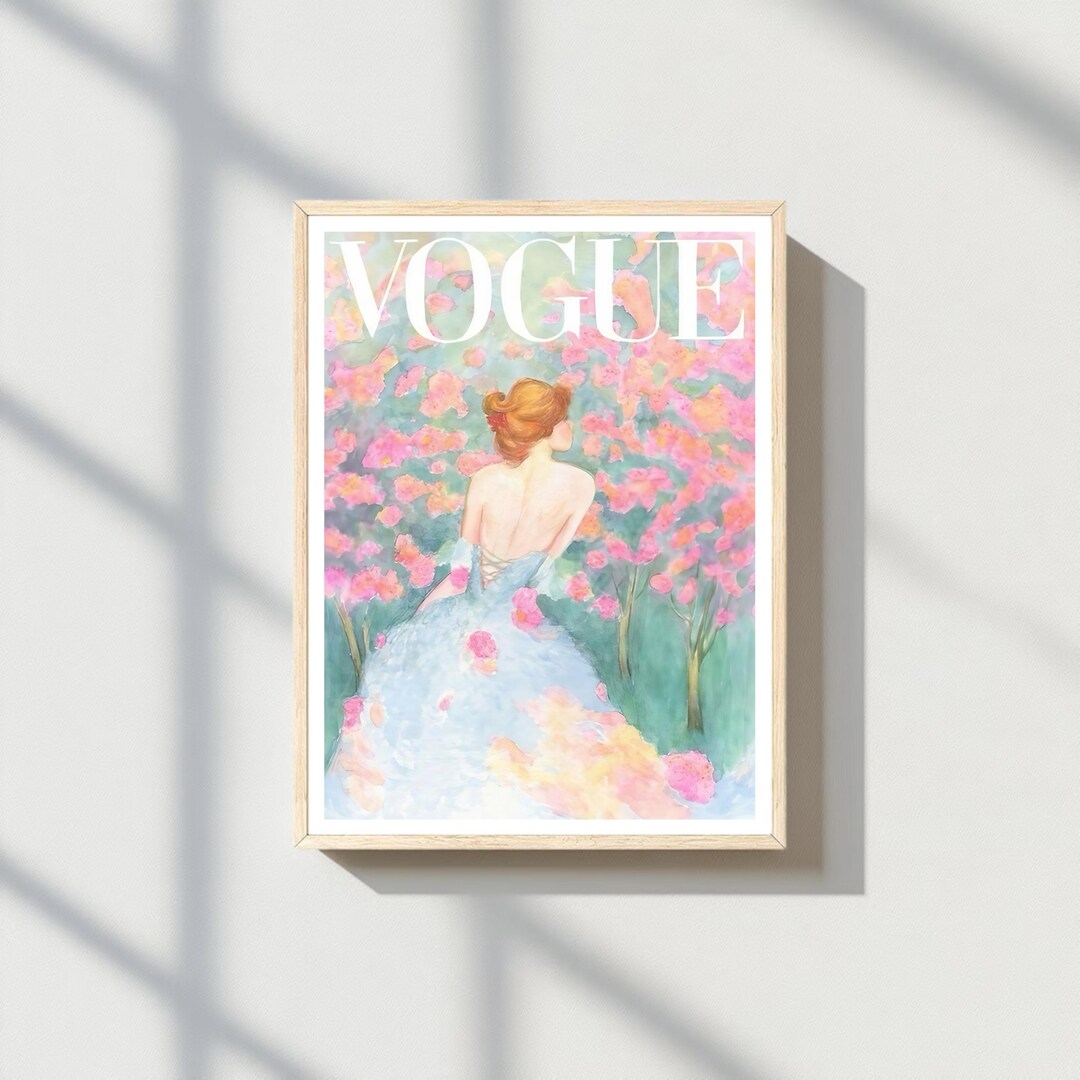 Vouge Girl in the Flower Field Trendy Pink Preppy Decore Cute Coquette ...